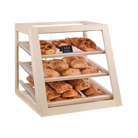 Cal Mil Blonde 21 X 21 1 2 X 21 1 2 Maple Wood Self Serve 3 Tier Slanted Front Display Case