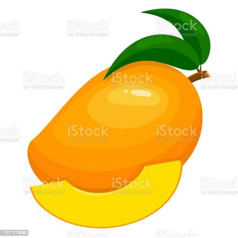 흰색 배경에 고립 신선한 밝은 이국적인 전체 와 슬라이스 망고 건강한 라이프 스타일을위한 여름 과일 유기농 과일 만화 스타일입니다 모든 디자인에 대한 벡터 그림입니다 감귤류