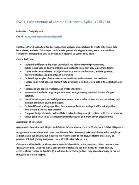 Syllabus Cs211 Pdf Inheritance Object Oriented Programming Java