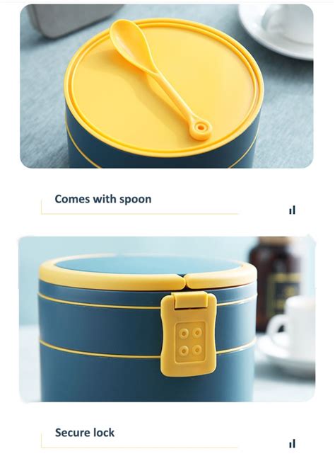 Double Layer Round Lunch Box Bpa Free Microwave Heating Only