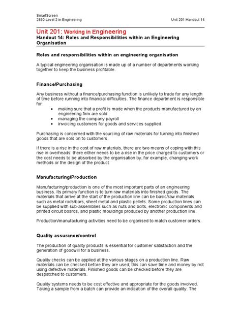 Unit 201 Ngineering Working In E Download Free Pdf Quality Management System