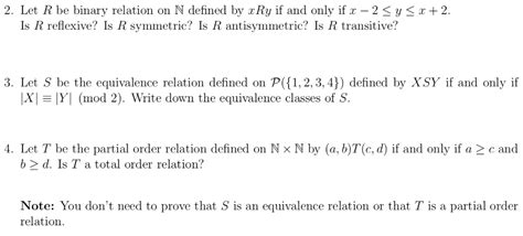 solved 2 let r be binary relation on n defined by r ry if
