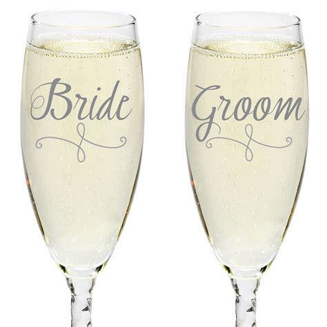 Bride And Groom Champagne Flutes Elegant Wedding Toast Glass Set For Couples Mr And Mrs Glasses