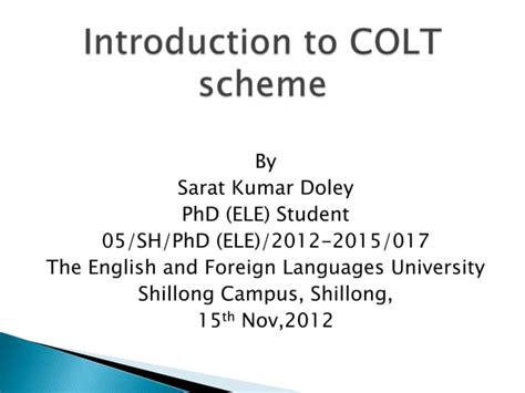 Introduction To Colt Scheme