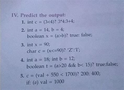 Iv Predict The Output Int Mathrm C 3 3 4 3 4 I