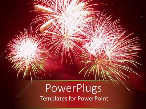 Powerpoint Template Celebratory Red Fireworks In Night Sky 12332