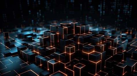 Square Cube Glowing A 3d Rendered Abstract Matrix With Flowing Wave