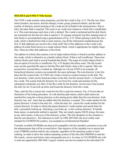 Multics And Unix V7 File System Multics And Unix V7 File System The