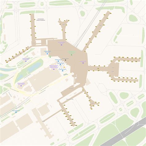 Schiphol Airport Map Amsterdam Ams Terminal Overview Airport
