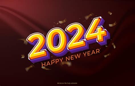 Efecto de texto vectorial feliz año nuevo deseos sobre fondo rojo Vector Premium