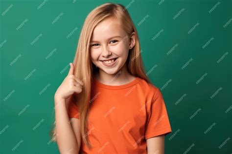 Premium Ai Image Happy Smiling Beautiful Girl Showing Thumbs Up Gesture