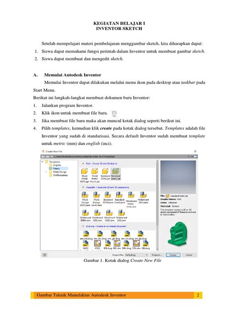 Materi 1 Inventor Sketch Toolbar Draw Toolbar Dimension Pdf