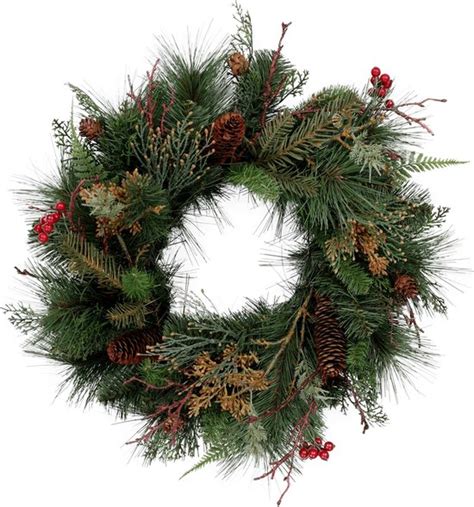 Viv Home Luxuries Kerstkrans Met Dennenappels En Besjes Groen Rood