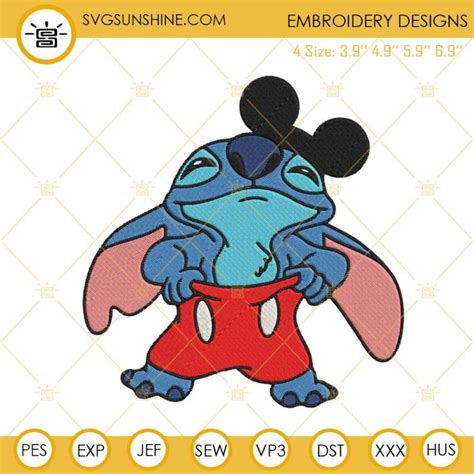 Disney Stitch Custom Mickey Mouse Machine Embroidery Design Funny