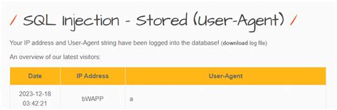 Bwapp Sql Injection Stored User Agent Print G H