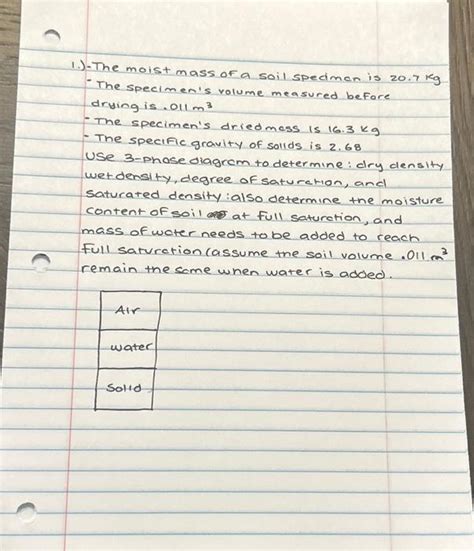 Solved 1 The Moist Mass Of A Soil Specimen Is 207 Kg