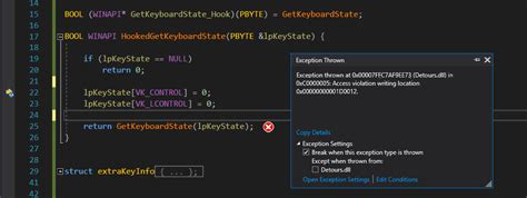 Exception Upon Hooking The Api Getkeyboardstate · Issue 250 · Microsoft Detours · Github