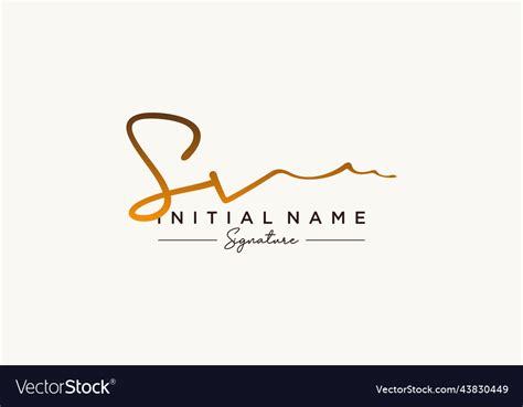 Initial Sv Signature Logo Template Hand Drawn Vector Image