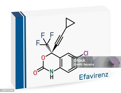 에파비렌츠 Efv 분자 Hiv와 Aids를 치료하는 데 사용되는 항 레트로 바이러스 약물입니다 골격 화학 공식 마약 용 종이 포장 0명에 대한 스톡 벡터 아트 및 기타