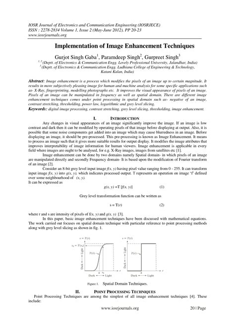 Pdf Implementation Of Image Enhancement Techniques
