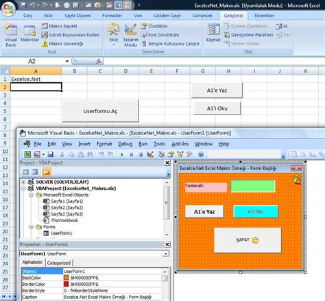 excel vba blog excelce makro başlangıç görsel anlatım 1 form