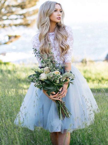 Two Piece Homecoming Dresses Half Sleeve Lace Short Prom Dress Party