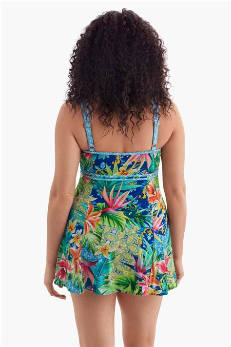 Longitude Plus Size Empire Princess Seam Swim Dress Boca Raton