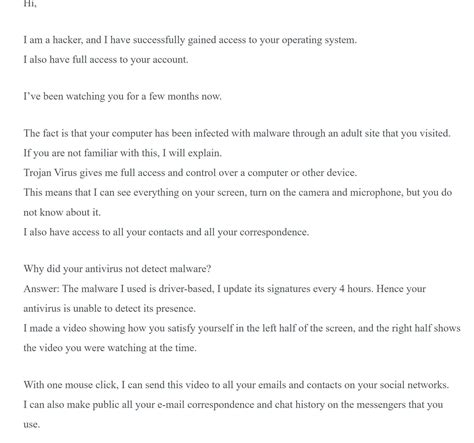 Your Account Is Hacked Your Data Is Stolen Email Scam Explained