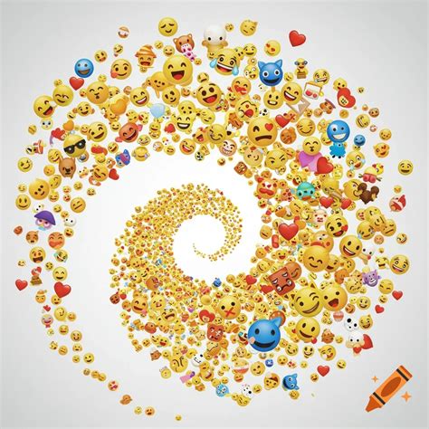 A Dense Spiral Of Assorted Yellow Emojis And Hearts On A White