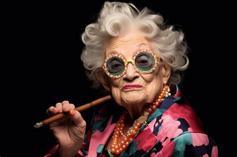 Premium Photo Portrait Of A Sassy Granny Smoking A Cigar