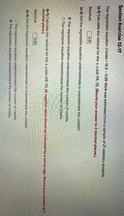 solved section exercise 12 17 the regression equation