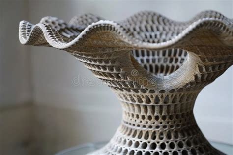 A 3d Printed Vase With Intricate Latticework Stock Illustration