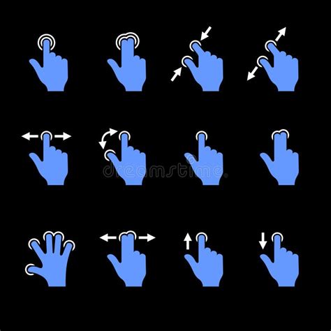 Gesture Icons Set For Mobile Touch Devices Vector Stock Vector Illustration Of Nudge Pinch