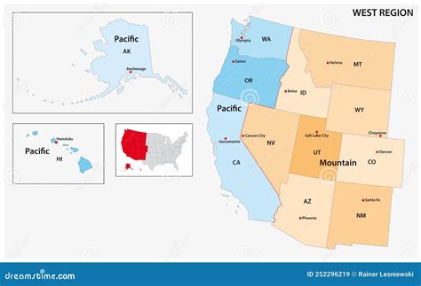 Administrative Vector Map Of The Us Census Region West Stock Vector