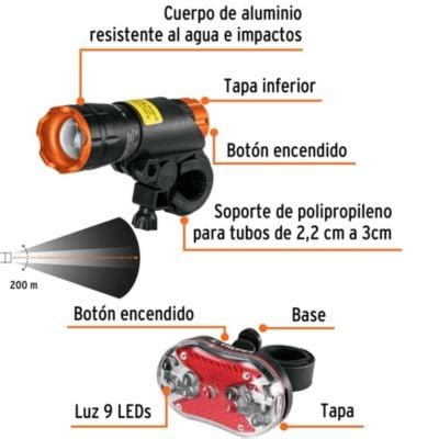 Ripley KIT INFLADOR DE BICICLETA 60 PSI LUCES LINTERNA TRUPER