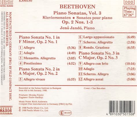 Beethoven Jenö Jandó Piano Sonatas Vol 3 CD eBay