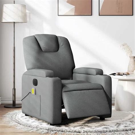 Electric Massage Recliner Chair Dark Grey Fabric Vidaxl Big W