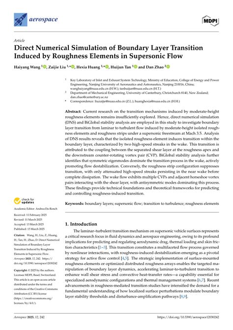 Pdf Direct Numerical Simulation Of Boundary Layer Transition Induced By Roughness Elements In