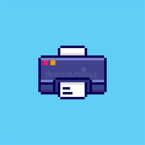 Pixel Art Printer Icon Game Asset Design Stock Vector Illustration Of