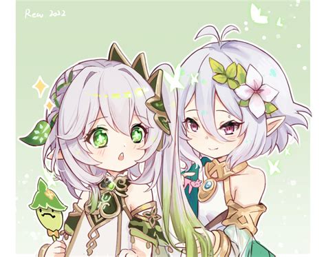 Safebooru 2girls Antenna Hair Aranara Genshin Impact Bangs Bracelet