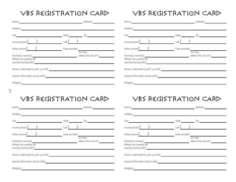 Vbs Registration Form Printable Printable Tax Form