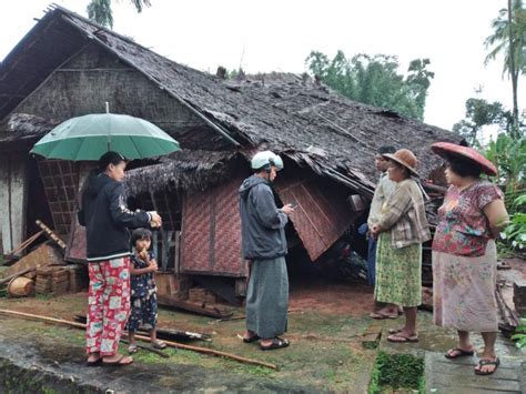 ပုလောမြို့နယ်၌ မိုးသည်းထန်စွာ ရွာသွန်း၍ လေပြင်းတိုက်ခတ်မှုကြောင့