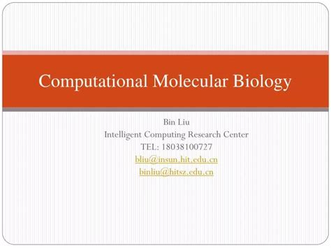 PPT Computational Molecular Biology PowerPoint Presentation Free Download ID