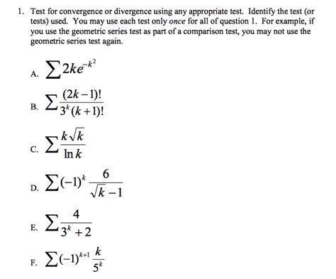 Solved Test For Convergence Or Divergence Using Any Chegg Com