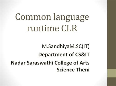 Common Language Runtime Clr Pptx Programming Languages Computing