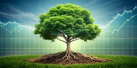 Tree With Roots Forming Stock Chart Connecting Nature And Business Premium 4K Wallpaper Download