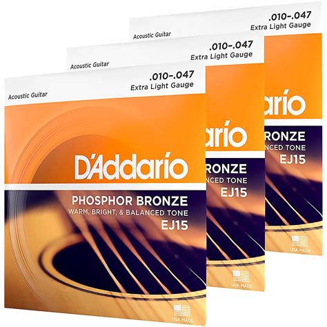 Daddario Ej15 Phosphor Bronze Extra Light Acoustic Strings 3 Pack Guitar Center