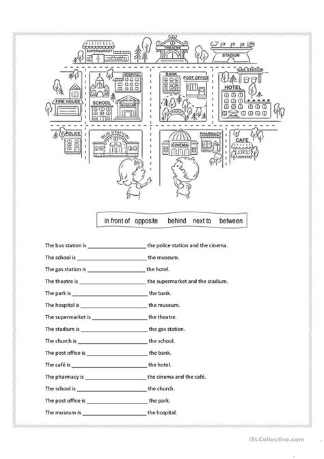 Esl Prepositions Of Place Sketch Coloring Page