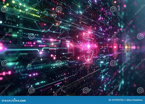 Background With Technological Digital Data Interface Elements Schematics Chains And Numbers