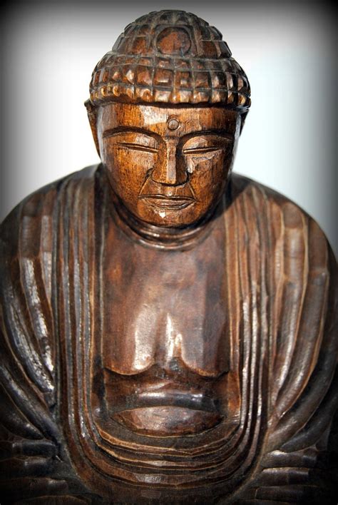 Vintage Carved Wood Buddha Statue